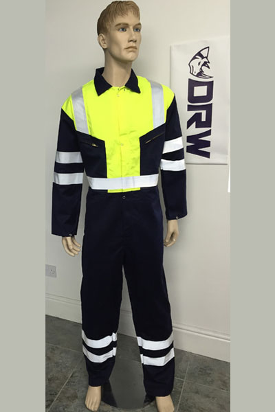 Fire Retardant - Navy & Yellow - Boiler Suit - Double Hi Vis Tape ...